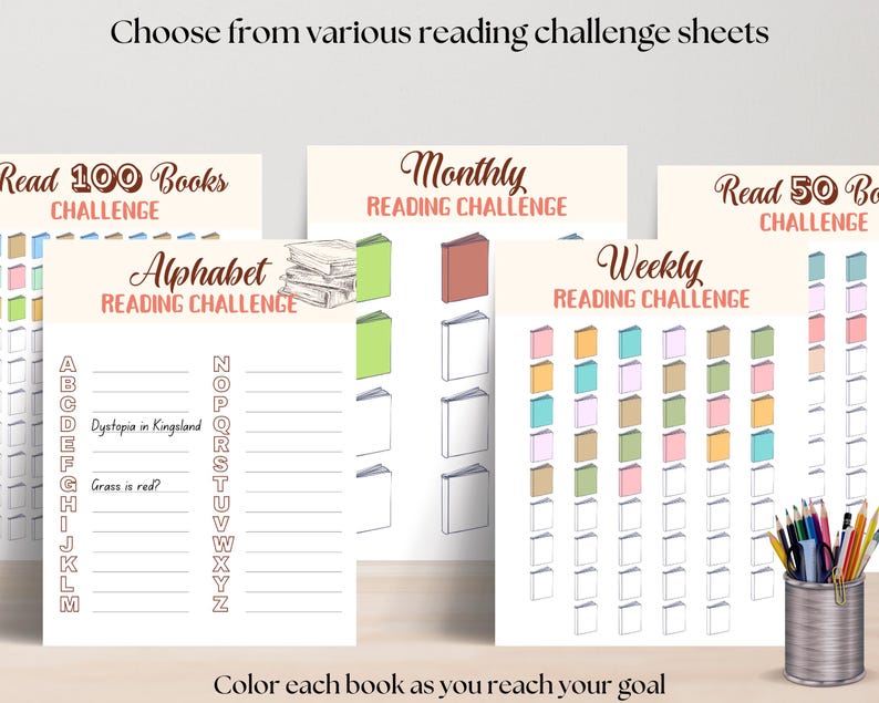 Printable Book Reading Challenge Bundle: Bingo, Tracker, Journal, Book ...