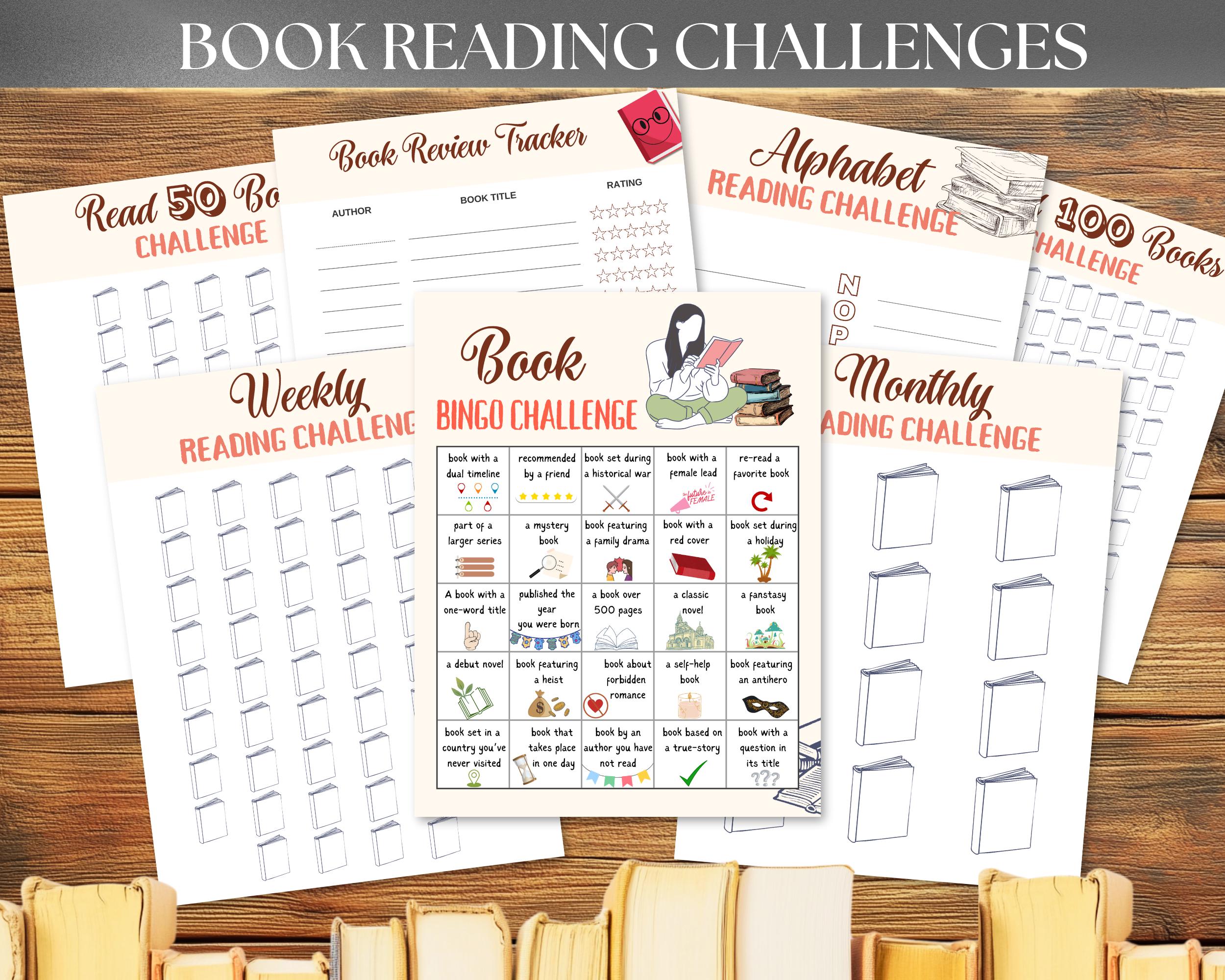 Printable Book Reading Challenge Bundle: Bingo, Tracker, Journal, Book ...