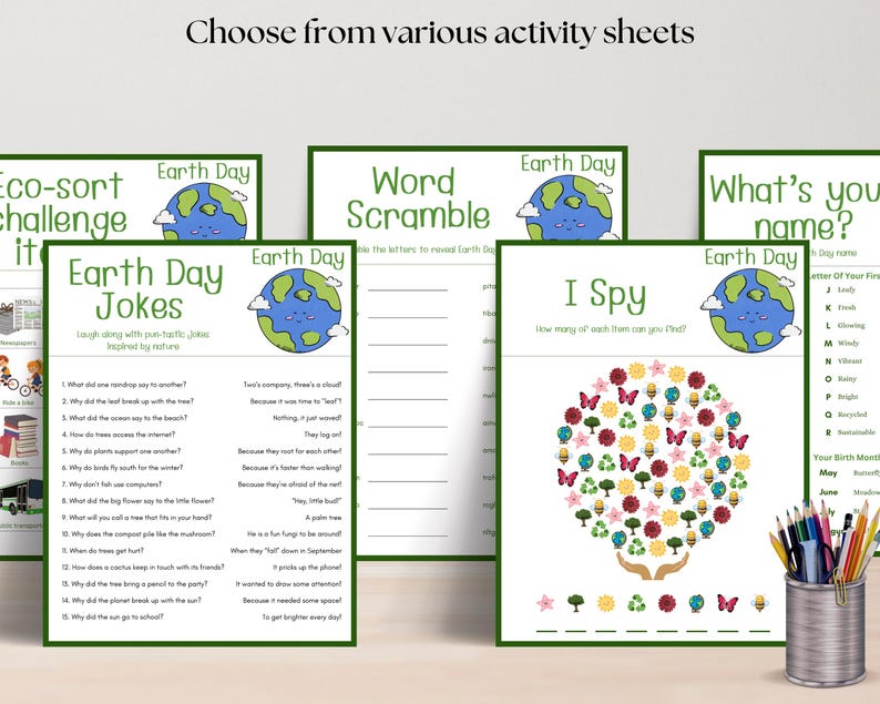 Earth Day Printable Activity Game Bundle, Kids Activity Worksheet Pack ...