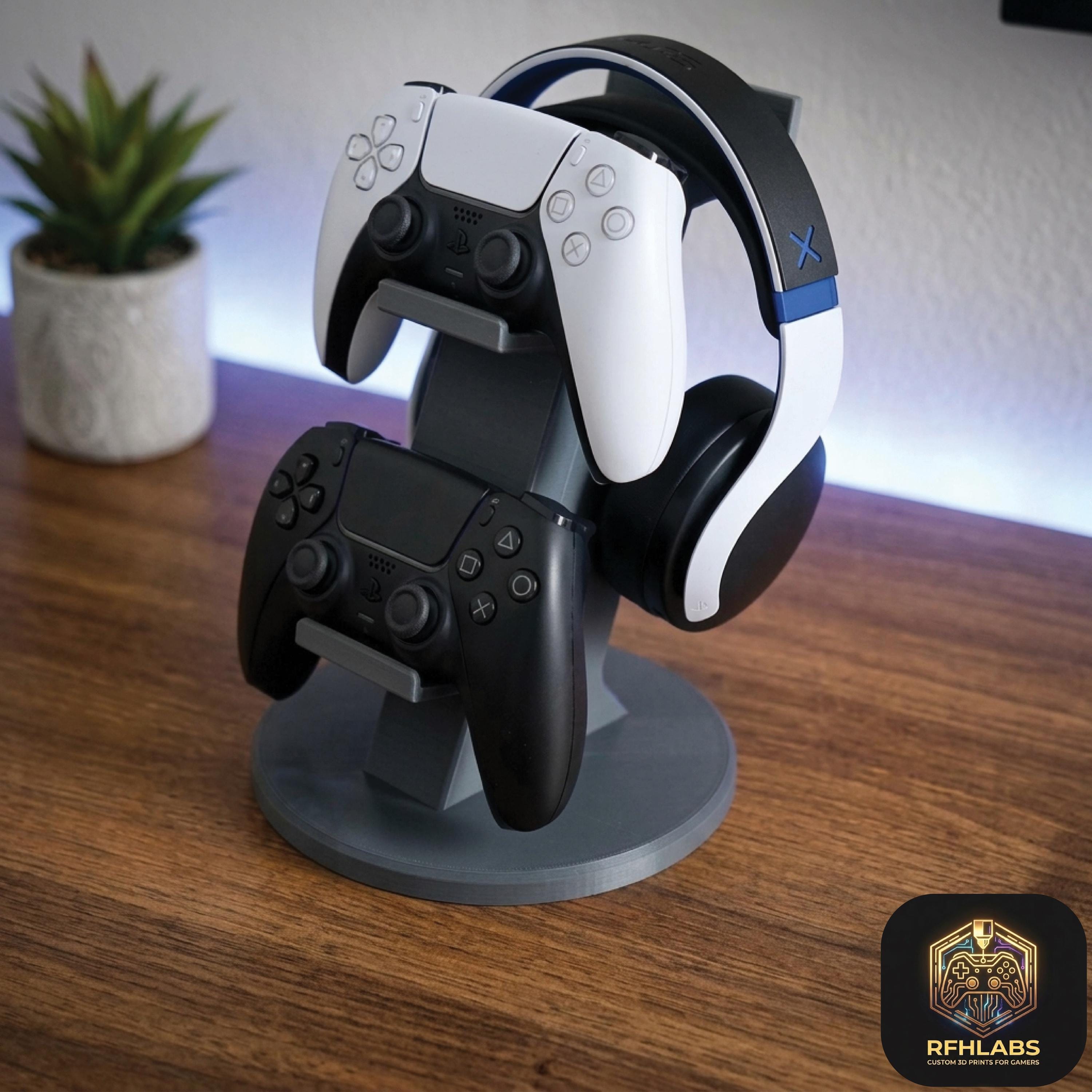Dual PS5 Controller Stand & Headset Holder | 3D Printed Gaming Station ...