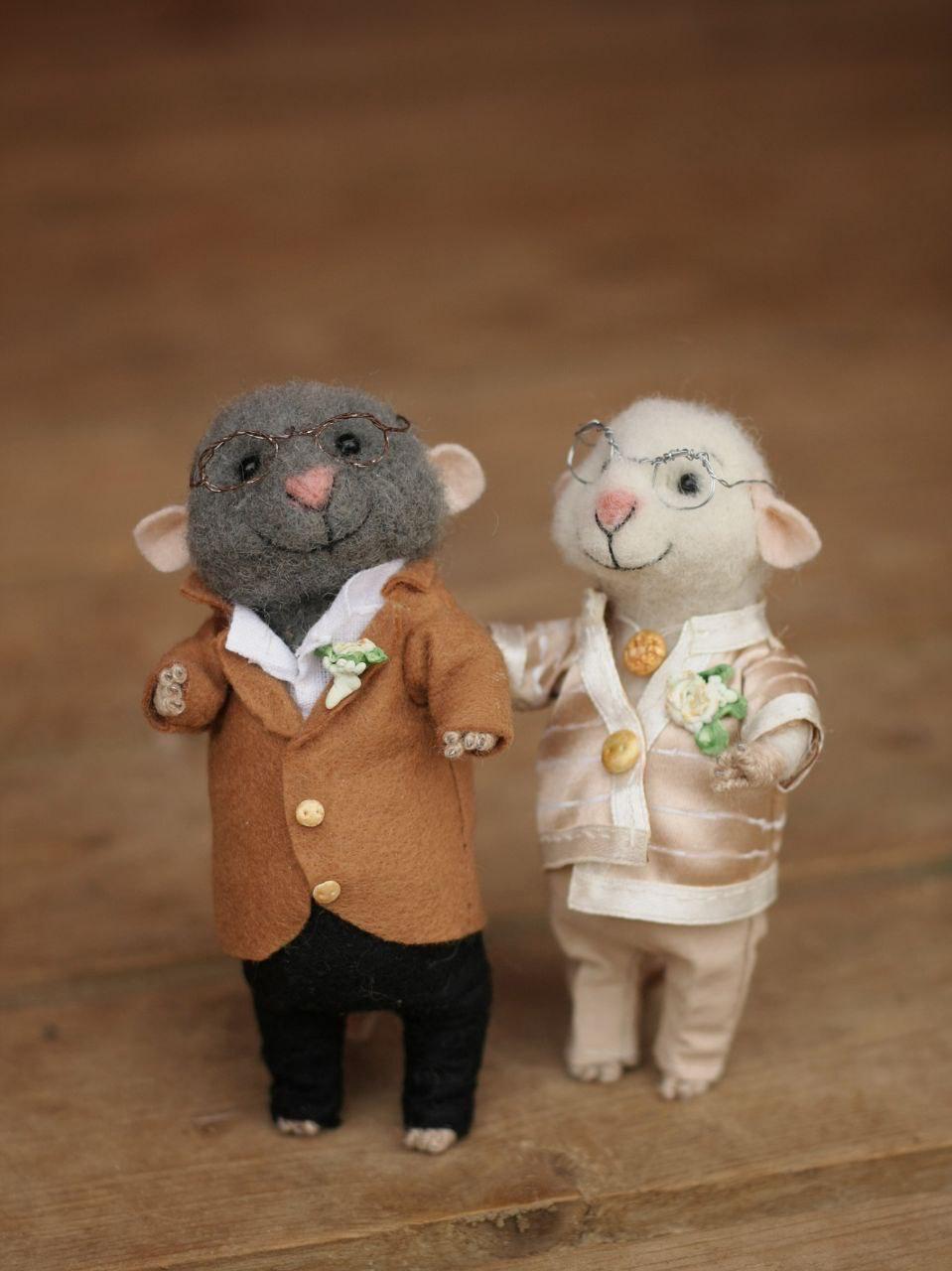 Mr&ms Mouse, Needle Felted Vintage Couple of Mice, Wedding Gift, Gifts ...