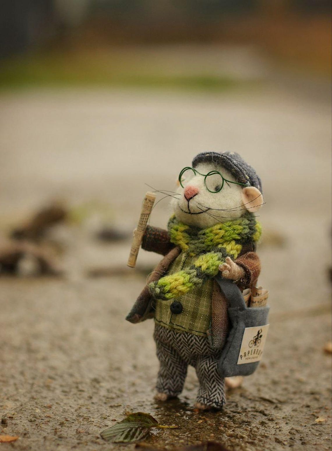 Needle Felted Mouse, Postman Mouse, Paperboy Mouse in Vintage Style ...
