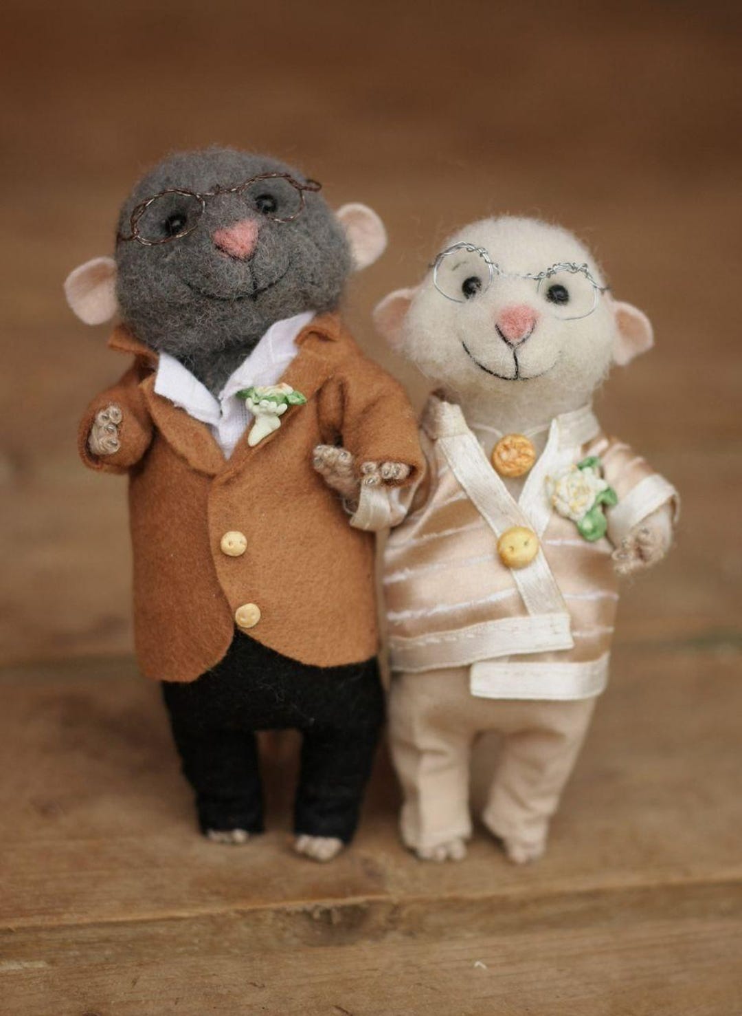 Mr&ms Mouse, Needle Felted Vintage Couple of Mice, Wedding Gift, Gifts ...
