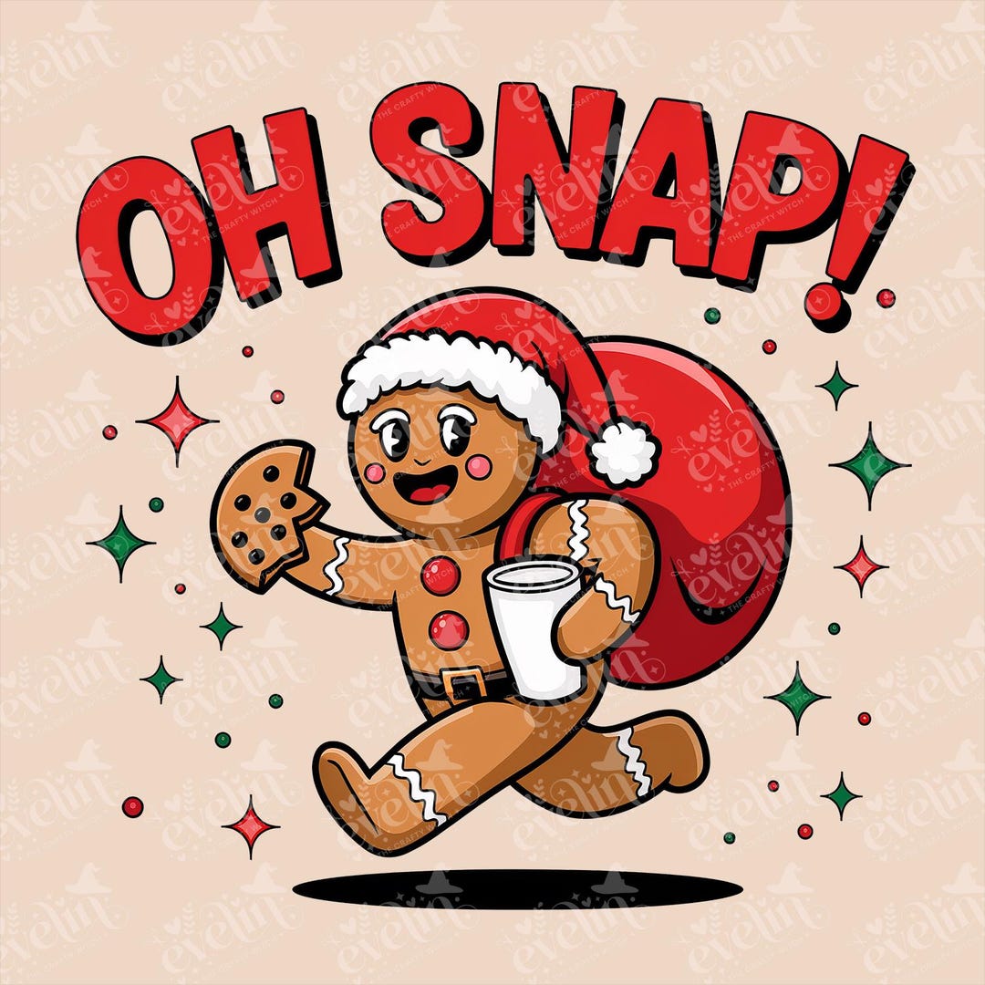 Gingerbread Man Stealing From Santa PNG Christmas Digital Download ...