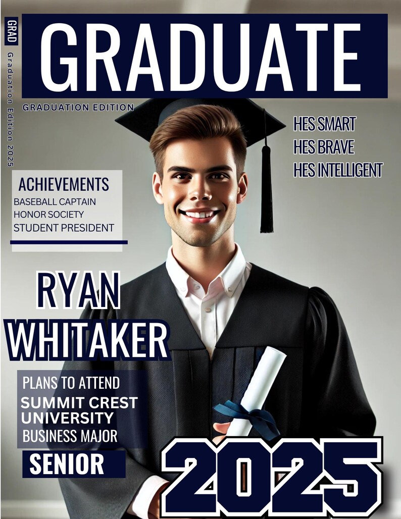 GRAD Magazine Cover Template - Etsy