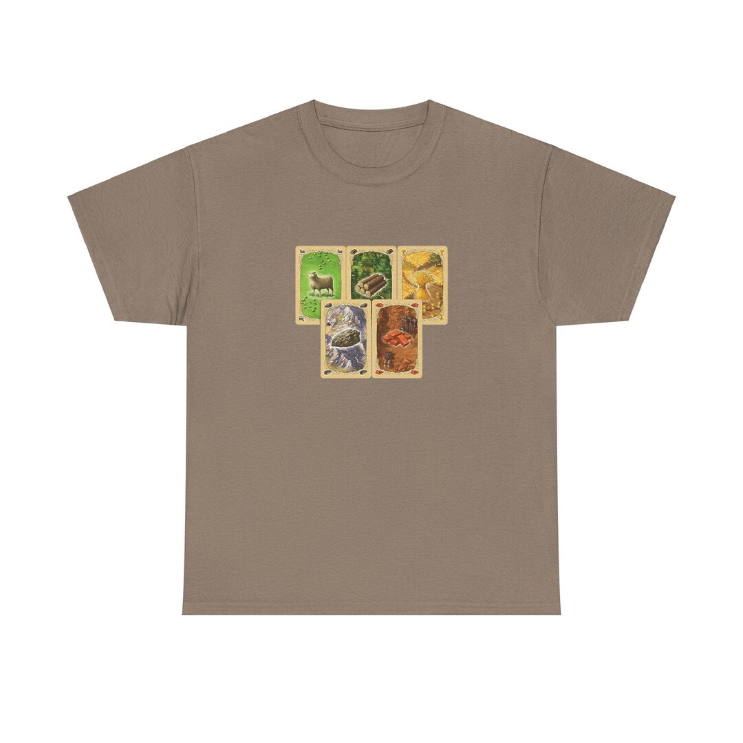 Catan Resource Cards Unisex Tee, Sheep Trees Wheat Ore Clay Settlers of ...