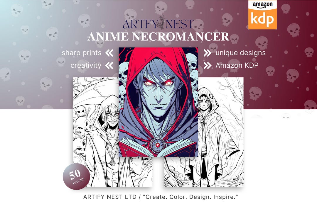 Anime Necromancer Coloring Pages - 50 Page Printable Book Pages for ...