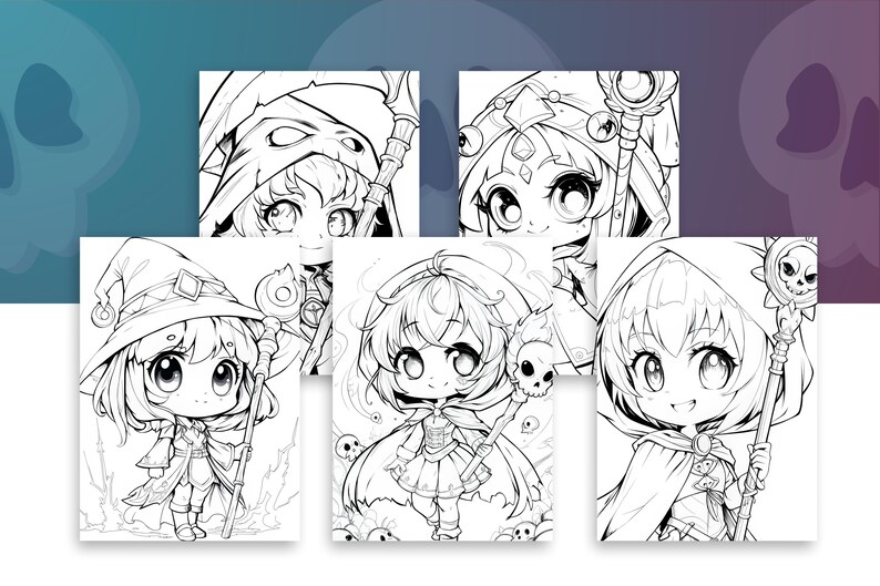 Chibi Anime Necromancer Coloring Book, 50 Page Manga (printable PDF) - Etsy