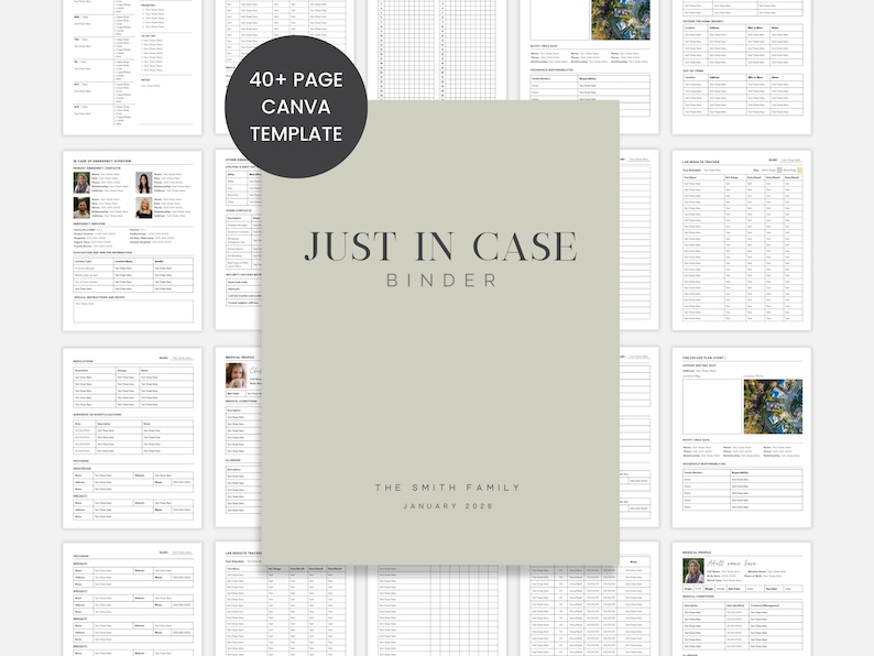Family Emergency & Medical Binder Canva Template – Emergency ...