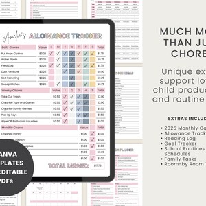 Kids Chore Chart Canva Template Bundle, Daily Routine and Task Charts ...