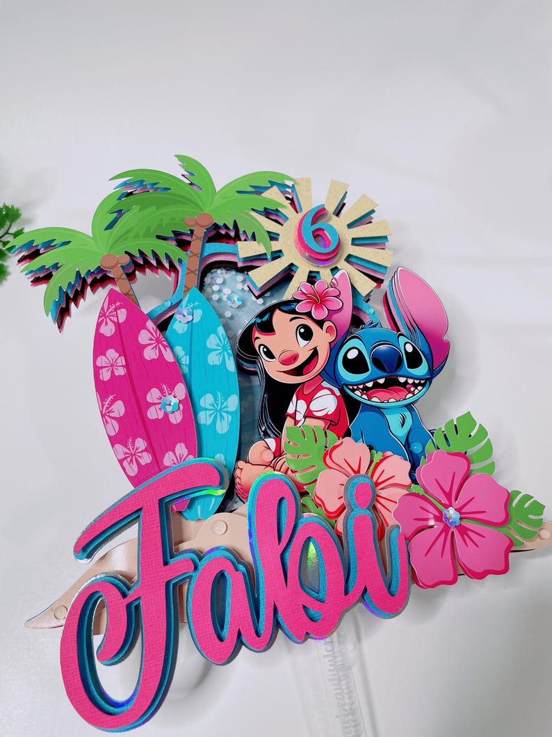 Stitch Cake Topper. Angela and Stitch Cake Tooper. Hawaiian Cake Tooper ...
