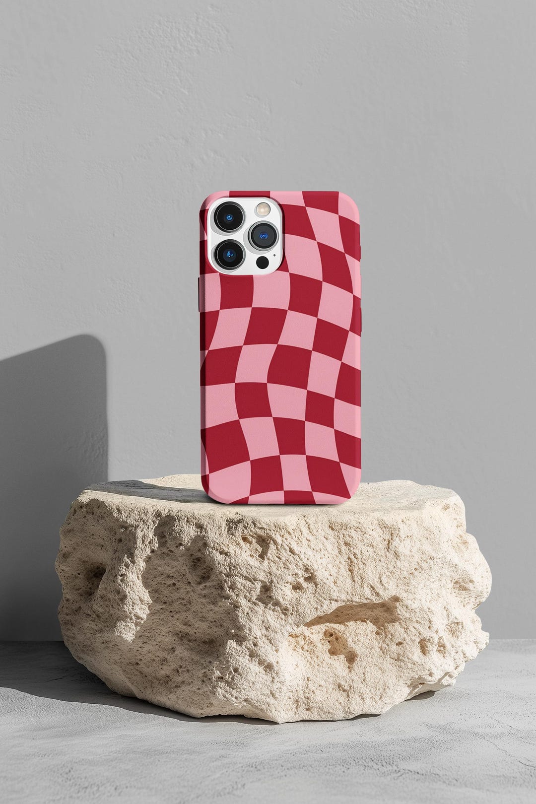 Red and Pink Checkerboard iPhone Case: Glossy Protective Design - Etsy