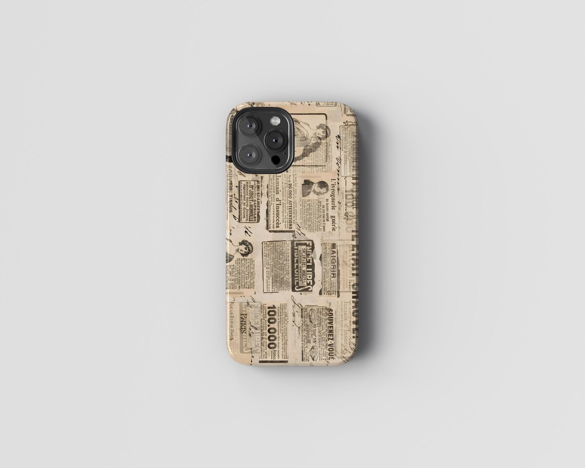 Vintage Newspaper Print Phone Case: Retro Typography Design - Etsy