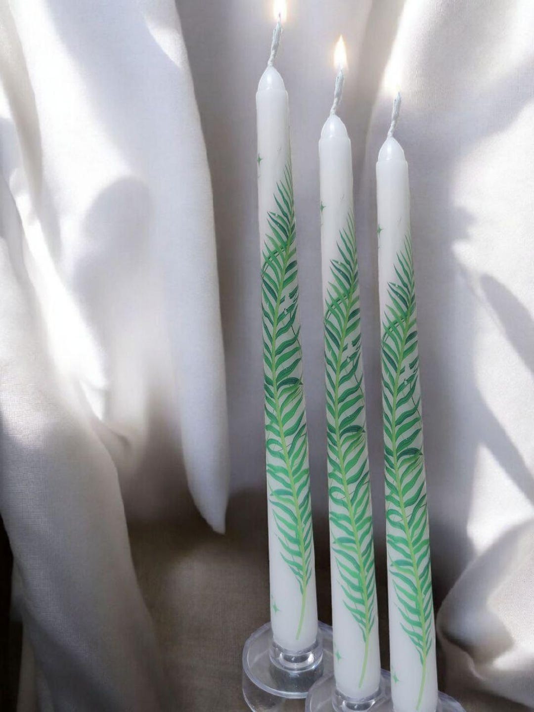 Handmade Green Fern Taper Candles: Decorative Wedding Candles - Etsy