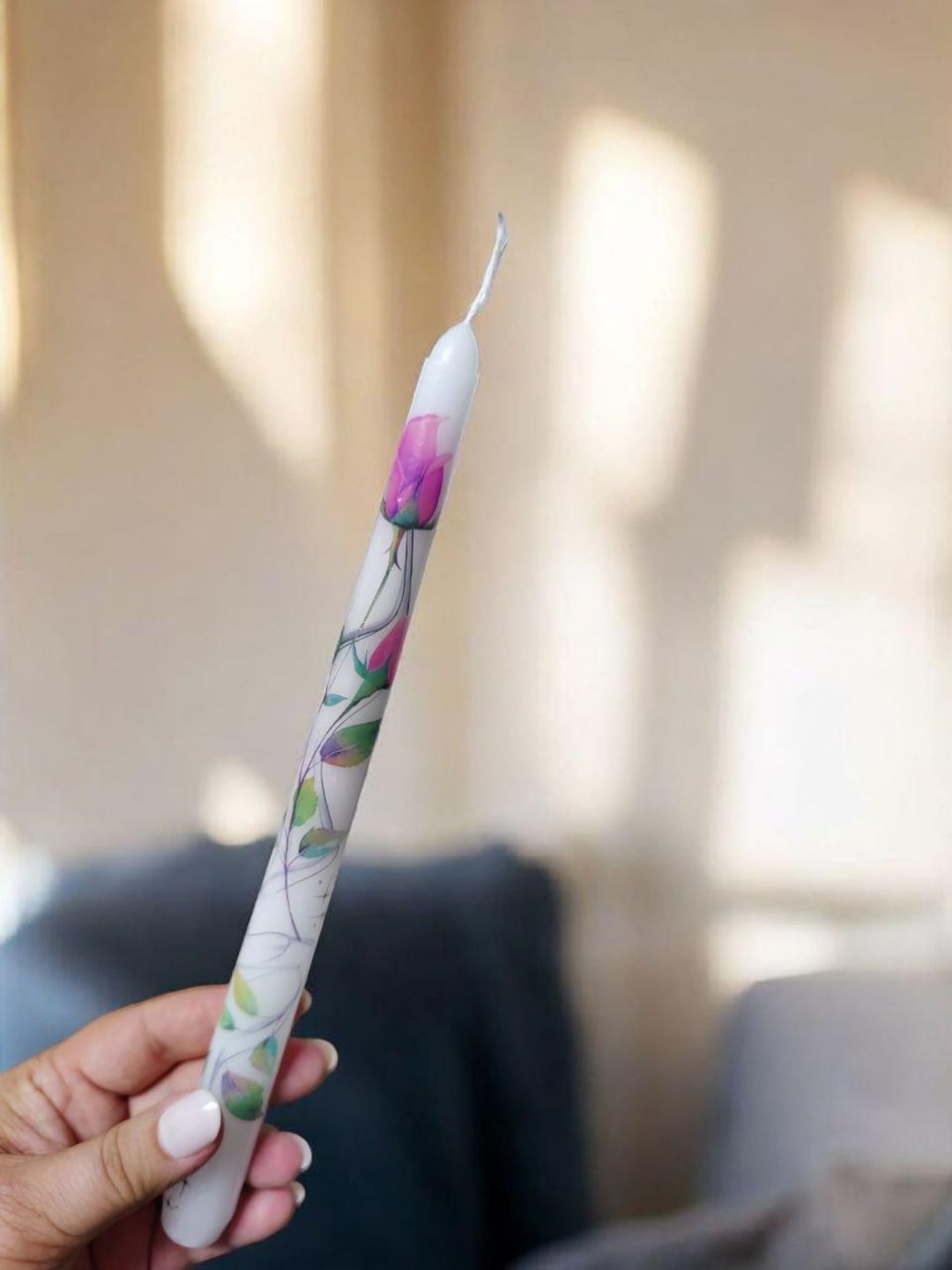 Set of Taper Candles, Rose Taper Candles, Flower Taper Candles ...