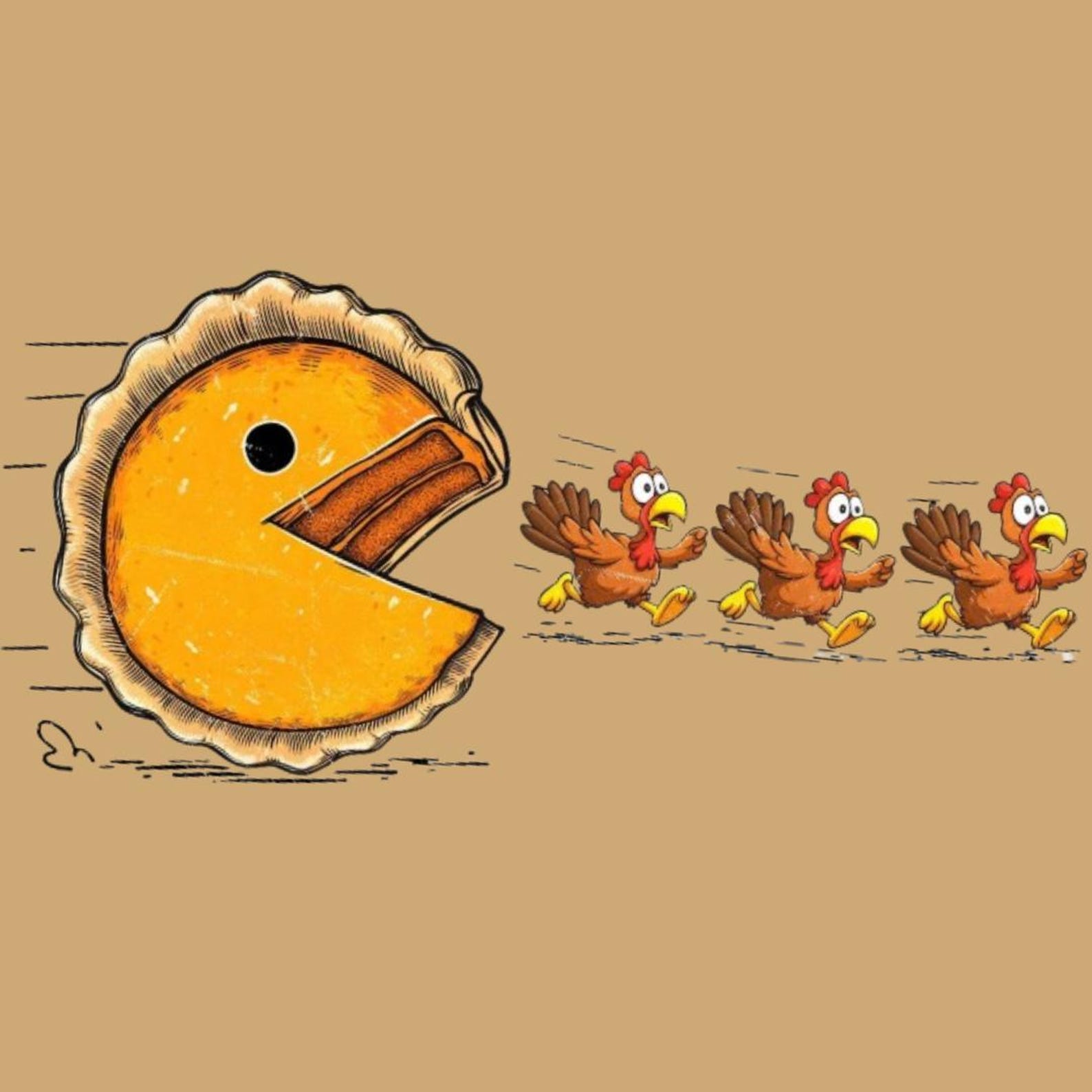 Funny Pumpkin Pie Chasing Turkeys Thanksgiving Png (digital Download ...