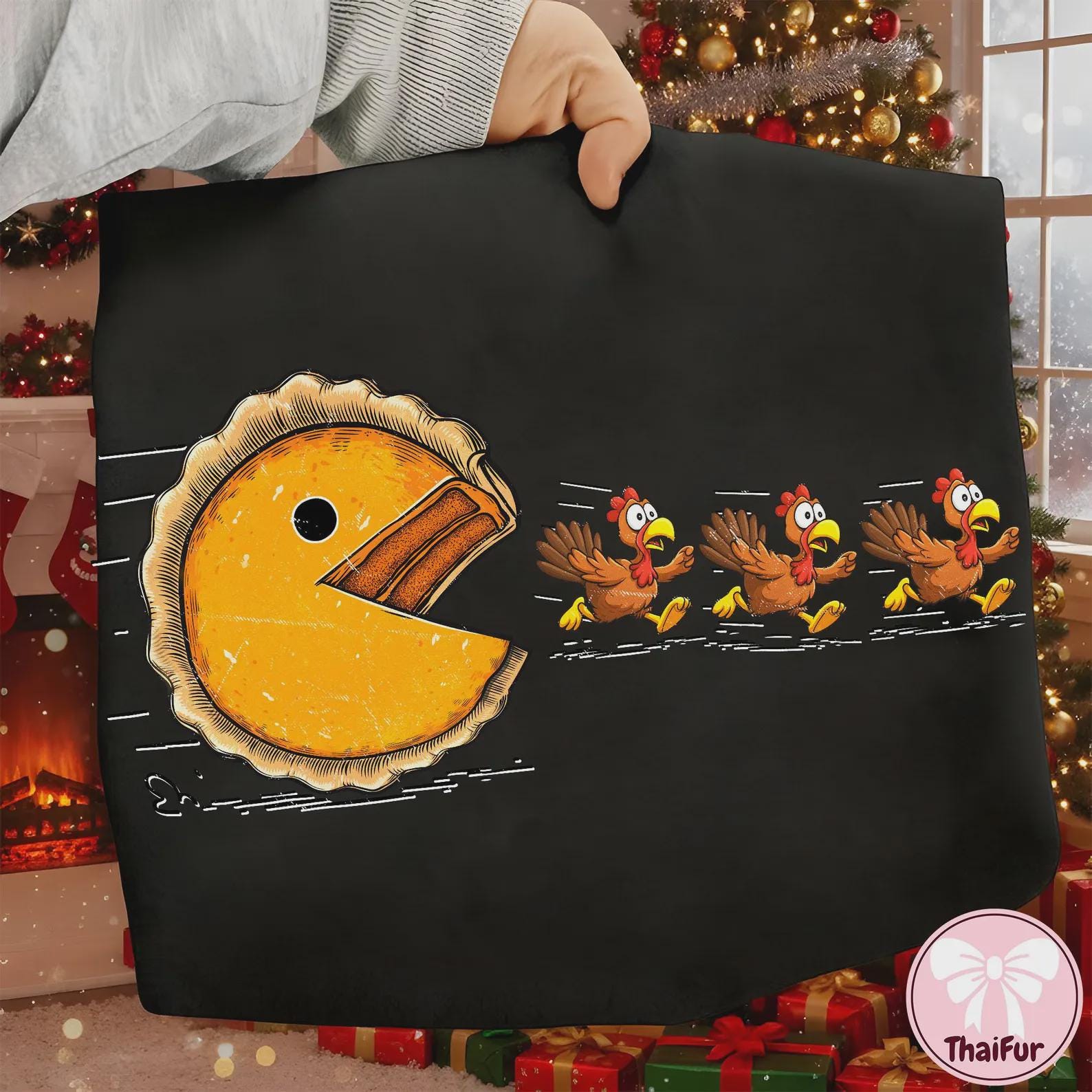 Funny Pumpkin Pie Chasing Turkeys Thanksgiving Png (digital Download ...