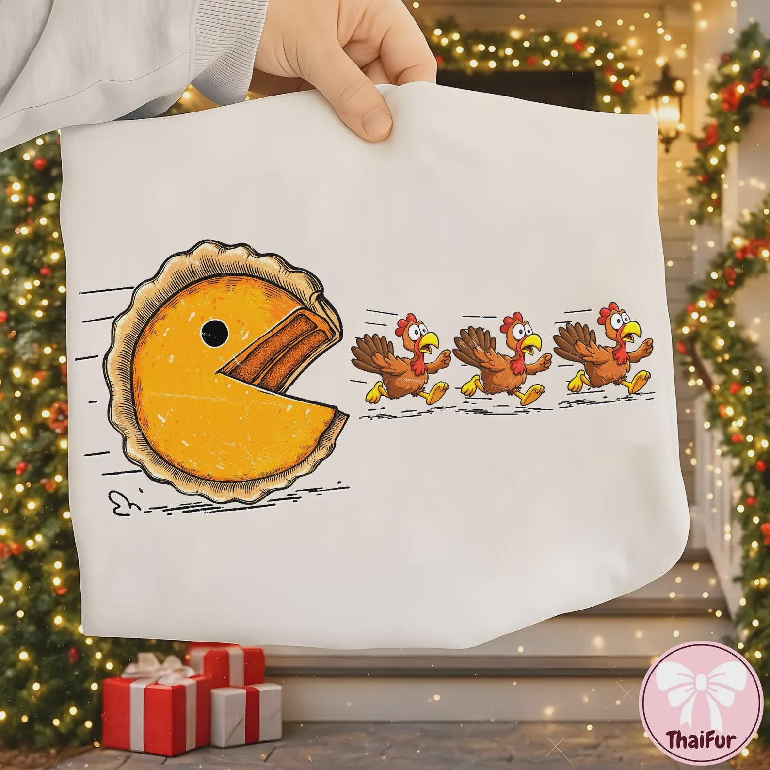 Funny Pumpkin Pie Chasing Turkeys Thanksgiving Png (digital Download ...