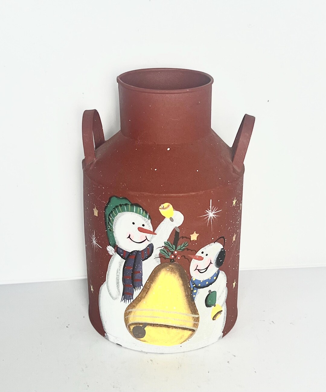 Hand-painted Holiday Snowman Red Milk Jug - Etsy
