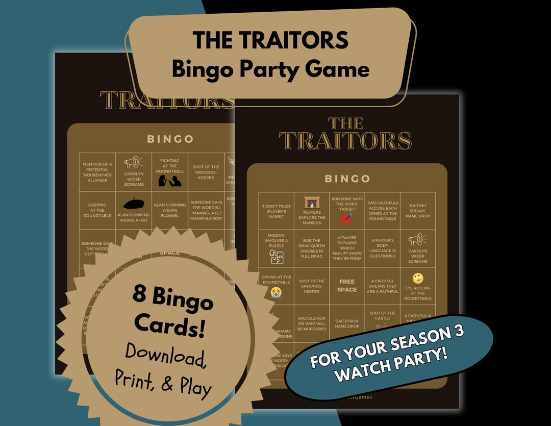 The Traitors U.S. Season 3 Bingo Cards - Printable TV Show Fan Game ...