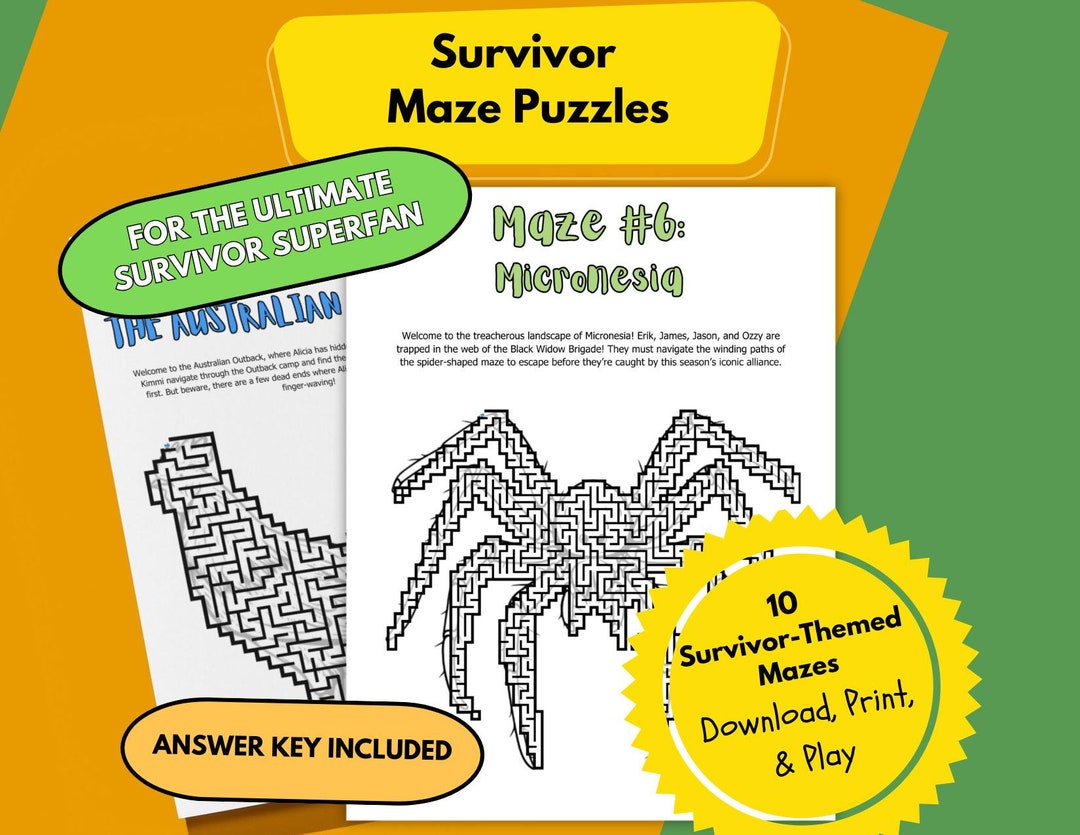 Survivor Maze Puzzles - Printable TV Show Fan Game, Instant Download ...