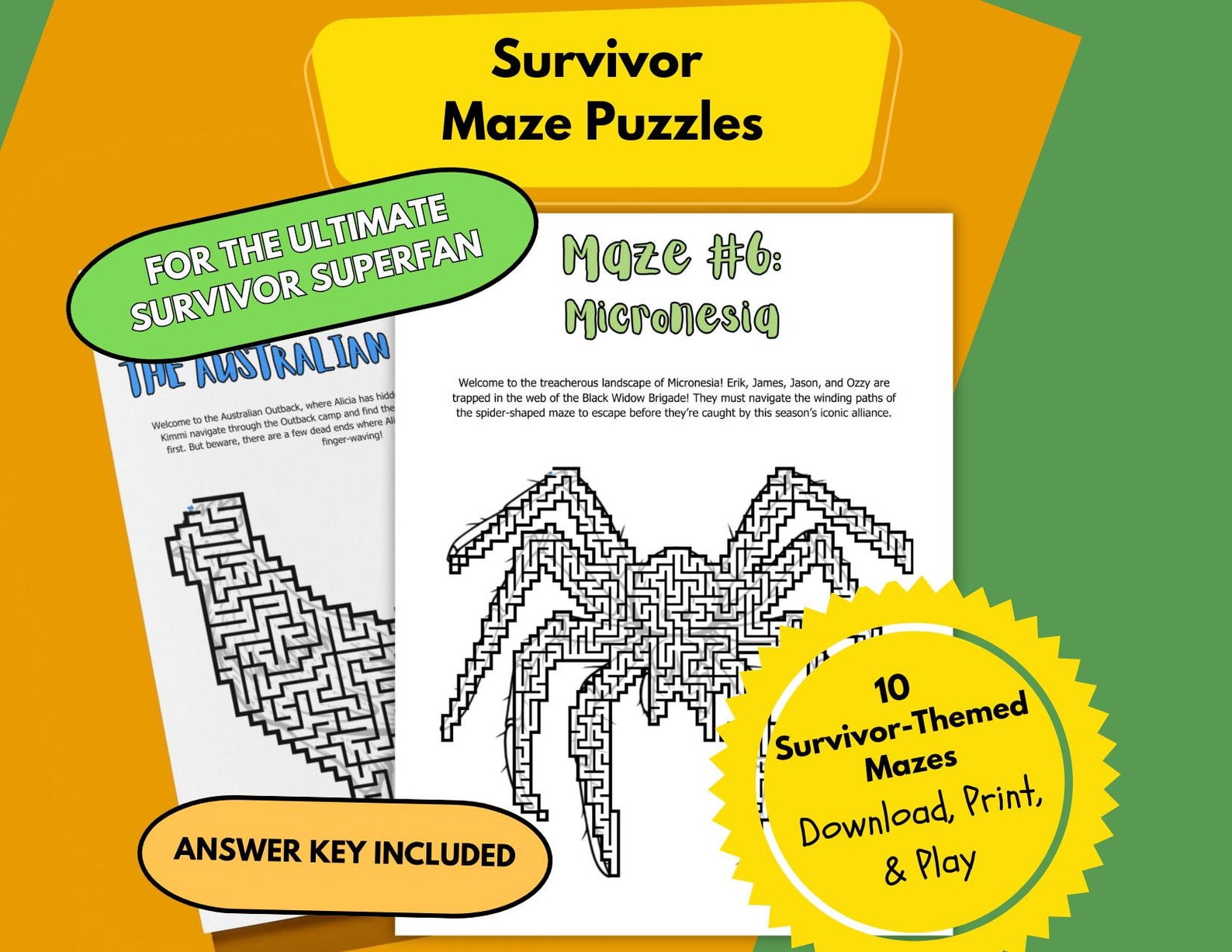 Survivor Maze Puzzles - Printable TV Show Fan Game, Instant Download ...