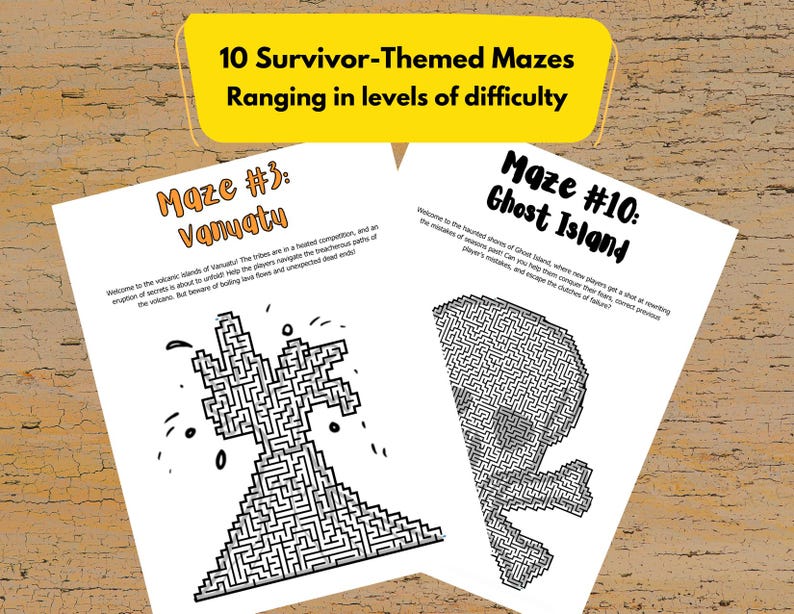 Survivor Maze Puzzles - Printable TV Show Fan Game, Instant Download ...