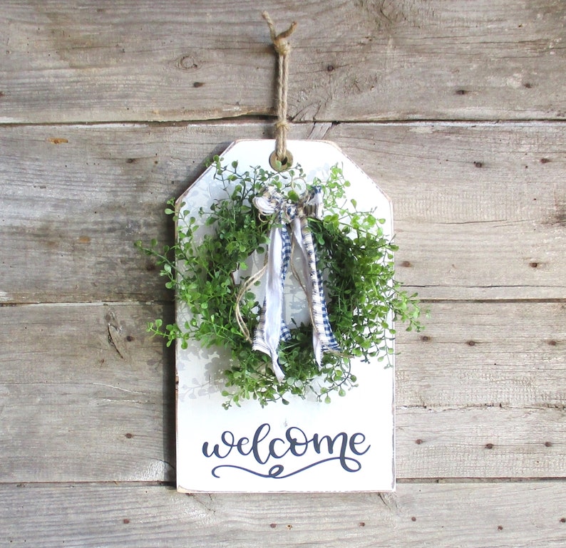 Chic Farmhouse Decor.Welcome Sign. Large wood tag.Distressed | Etsy