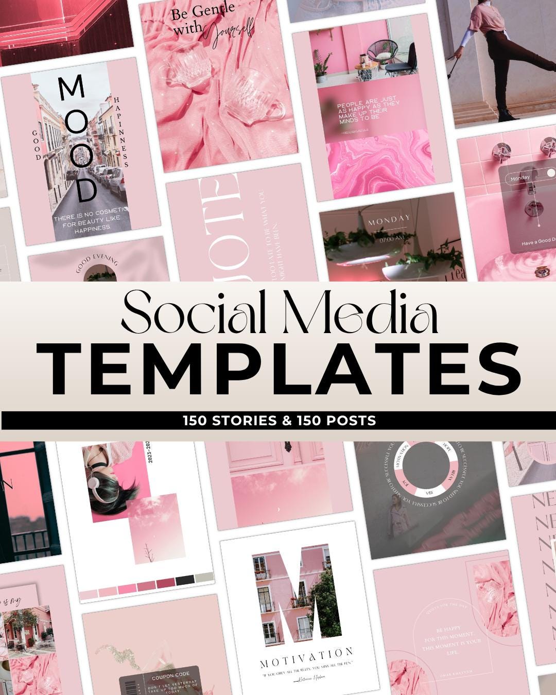 150 Editable Instagram Post Templates | Canva Social Media Bundle ...