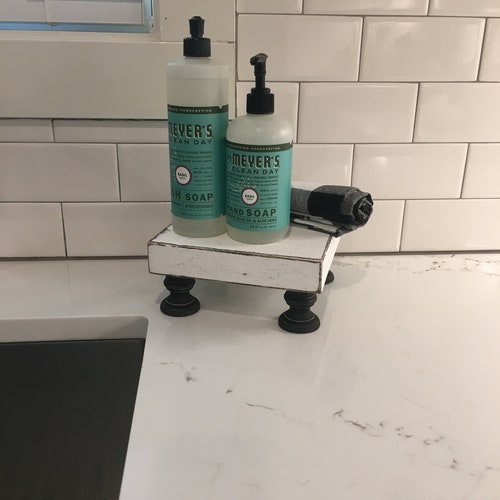 Farmhouse Riser Pedestal Stand White Black Distressed Kitchen - Etsy