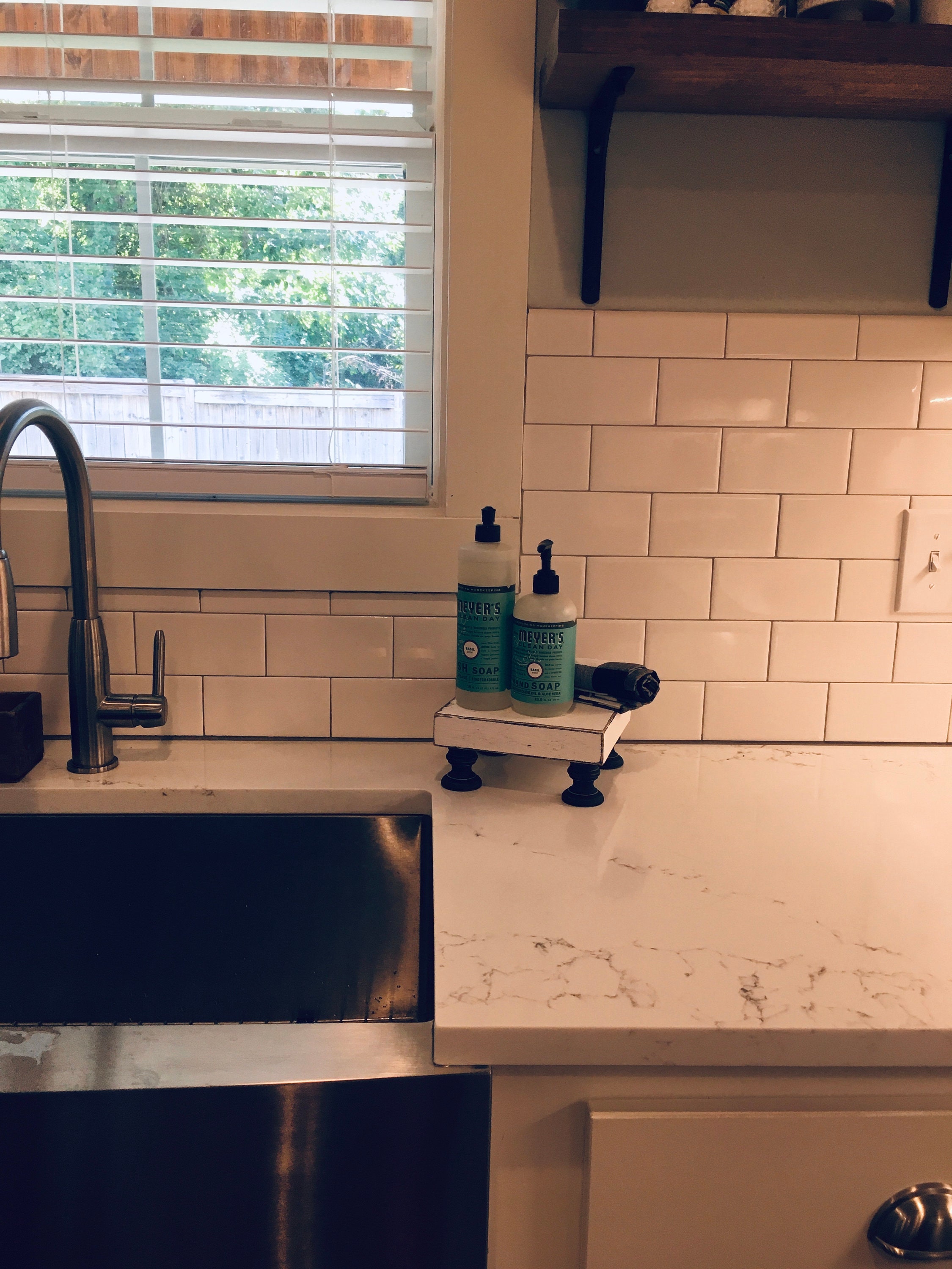 Farmhouse Riser Pedestal Stand White Black Distressed Kitchen - Etsy