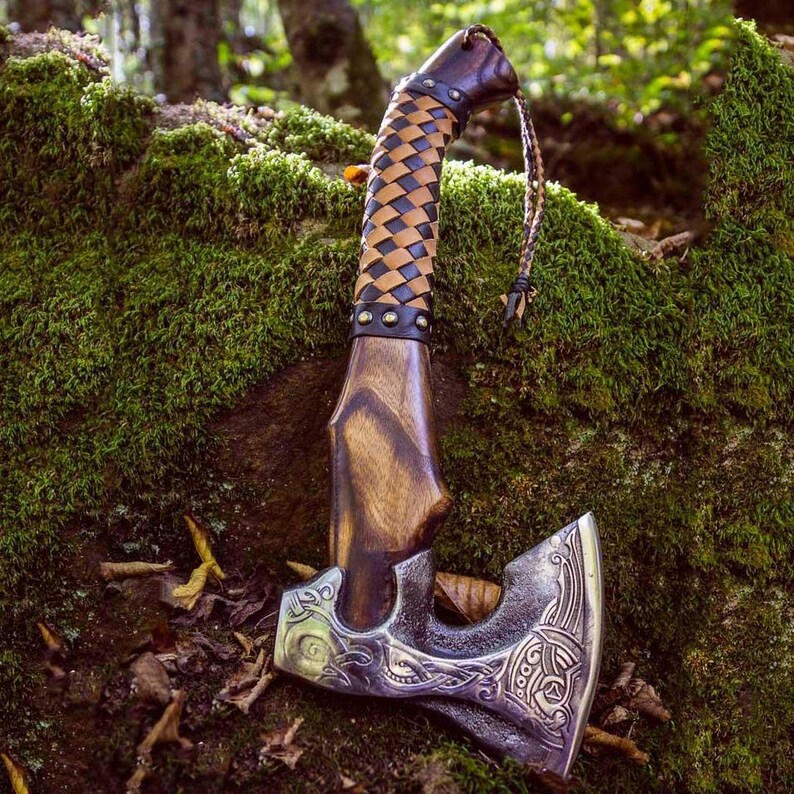 Hand Forged Carbon Steel Viking Axe, Ash Wood Shaft, Wedding Gift - Etsy
