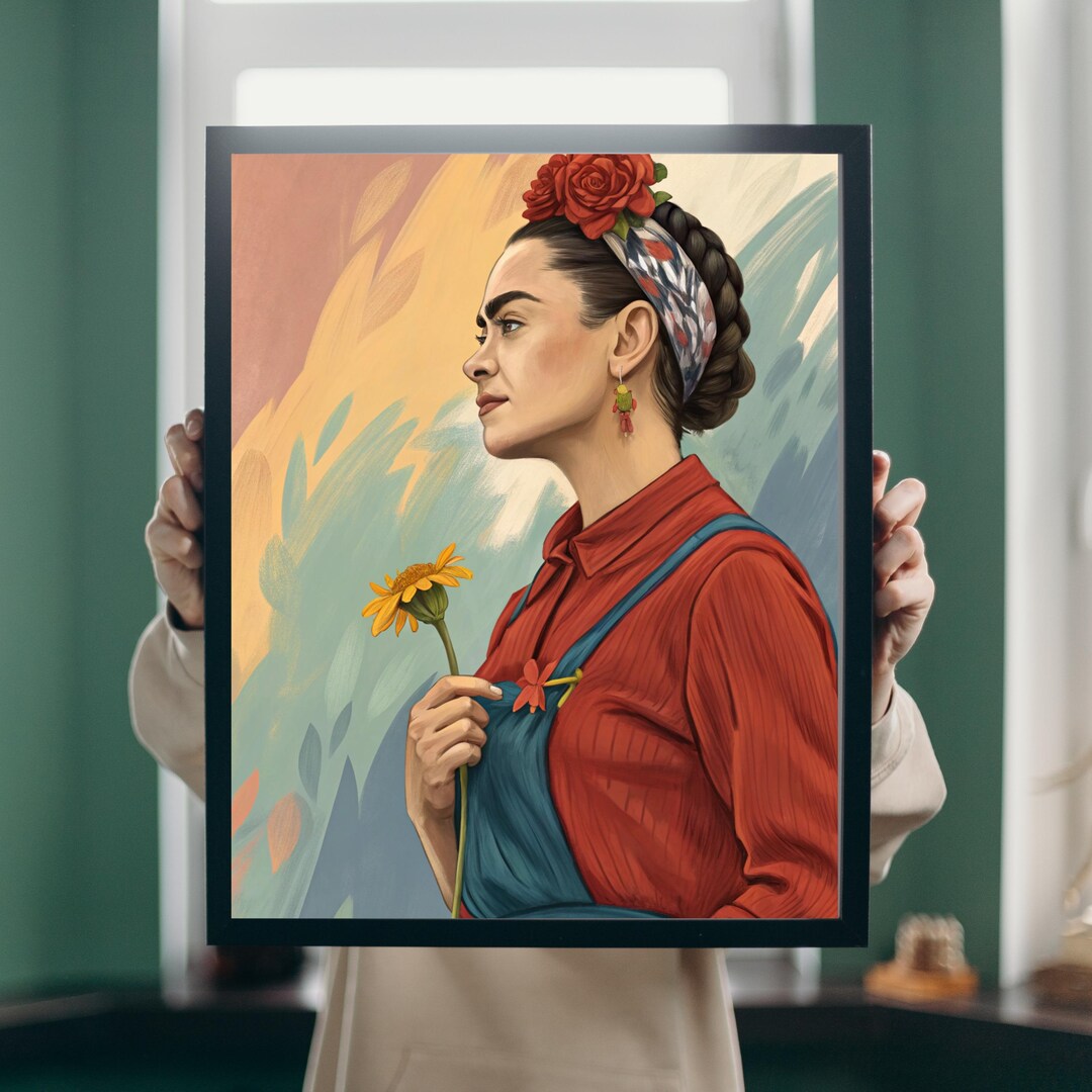 Frida Kahlo Valentines Day Art Romantic Digital Portrait for Wallpaper ...