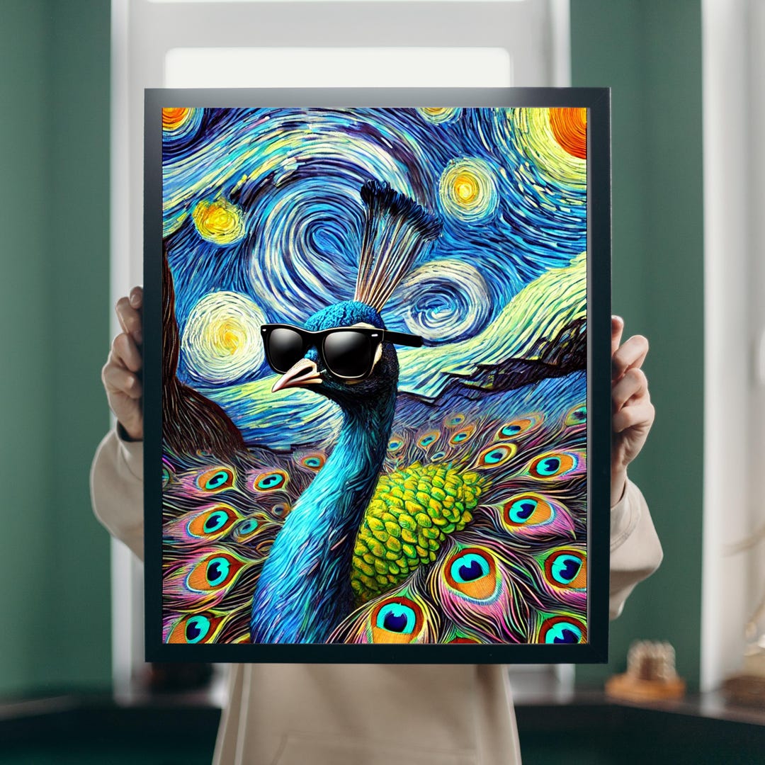 Starry Night Peacock Vibrant Poster - Etsy