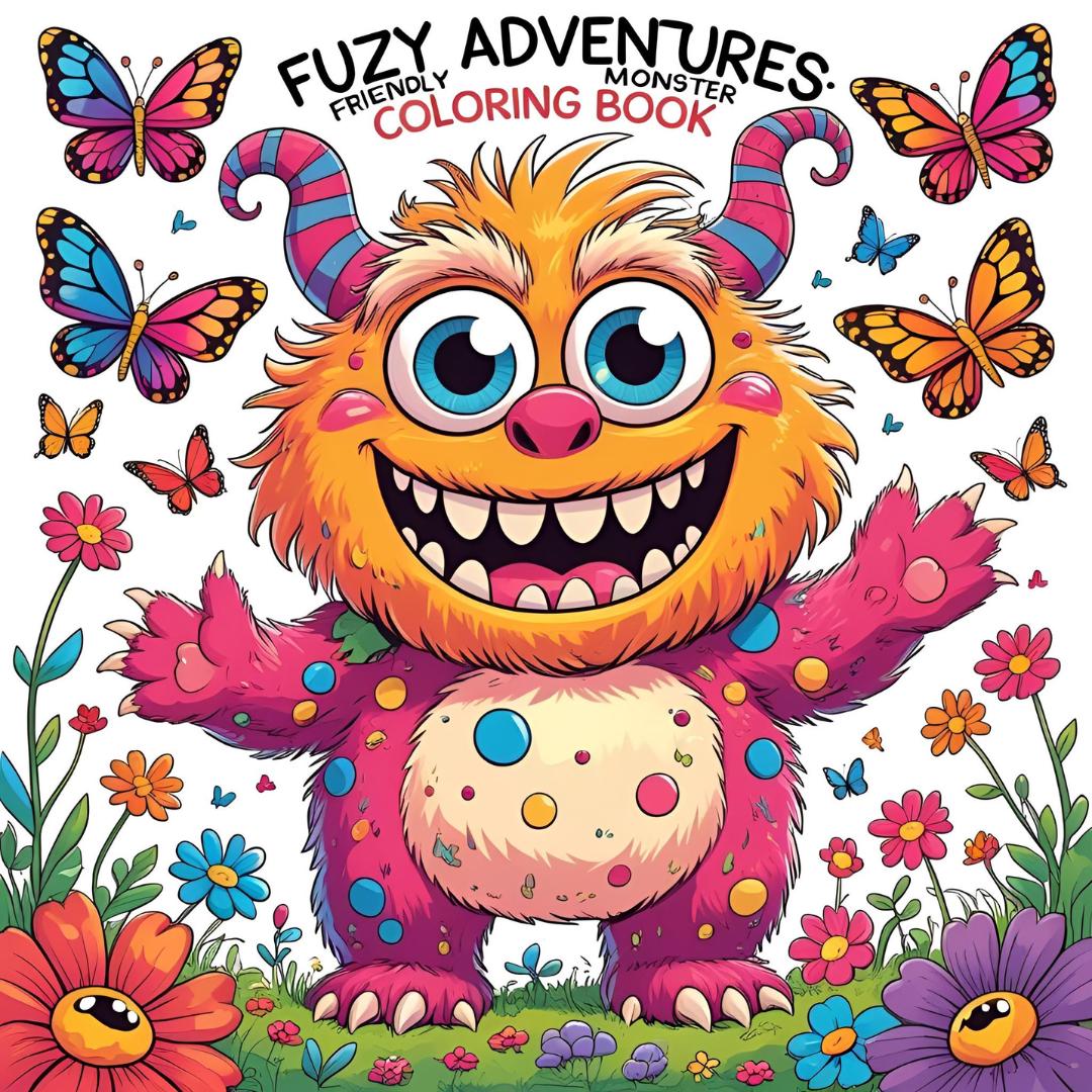 Fuzzy Adventures Friendly Monster Coloring Book - Etsy