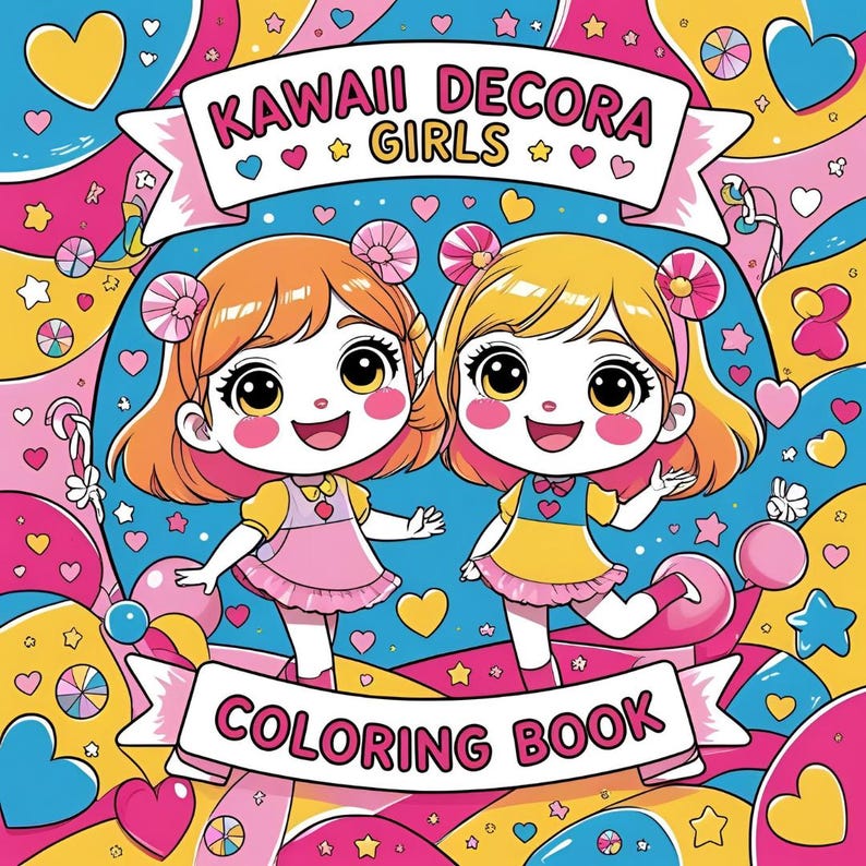 Kawaii Decora Girls Coloring Book - Etsy