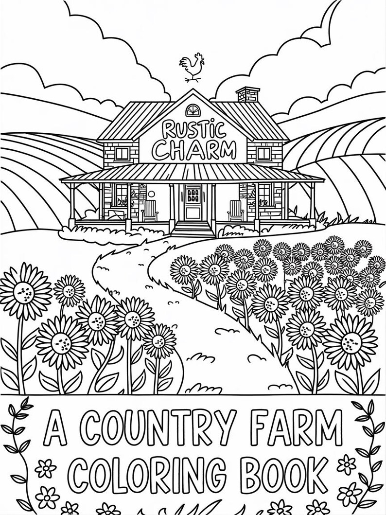 Rustic Charm A Country Farm Coloring Book - Etsy