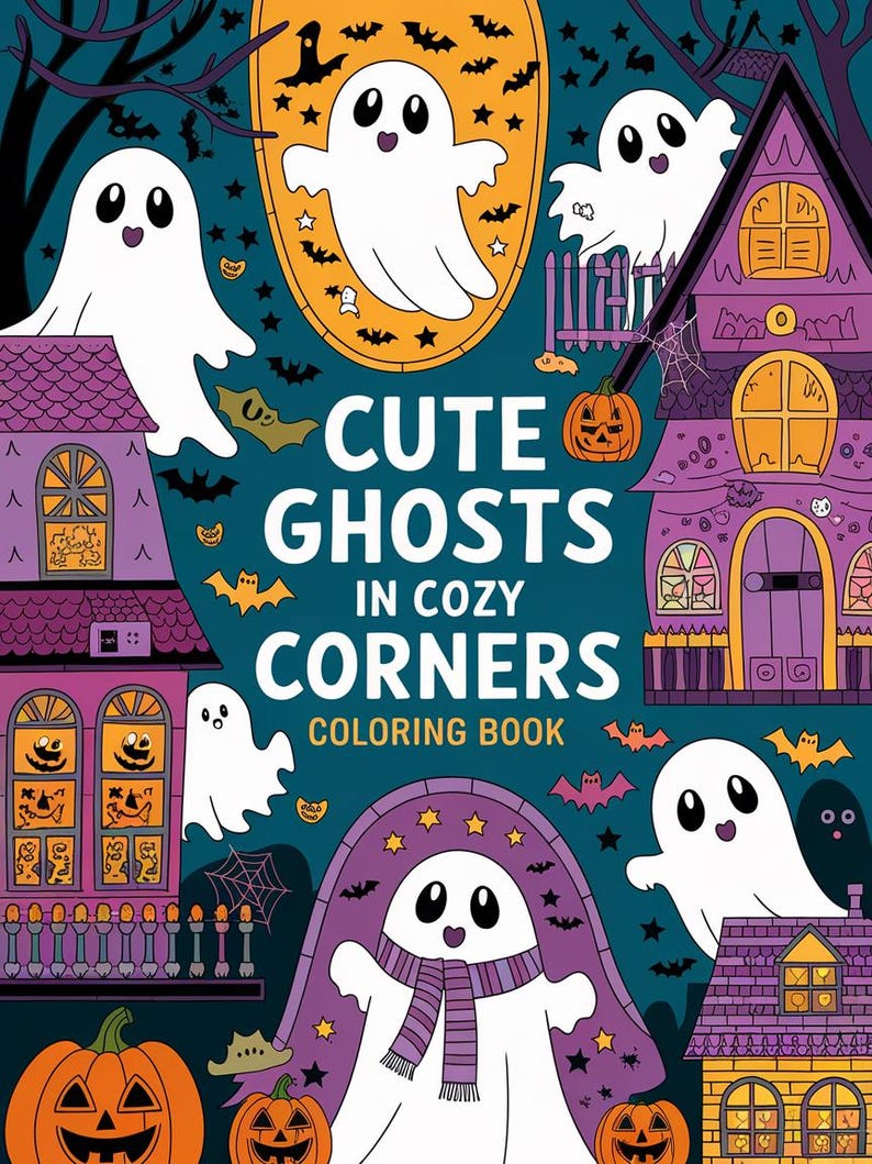 Cute Ghosts in Cozy Corners Coloring Book - Etsy
