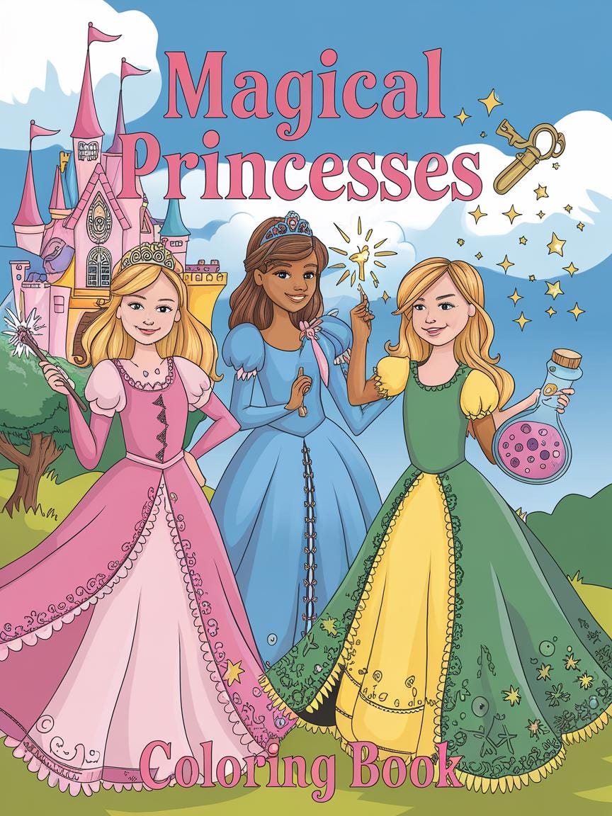 Magical Princesses Coloring Book - Etsy