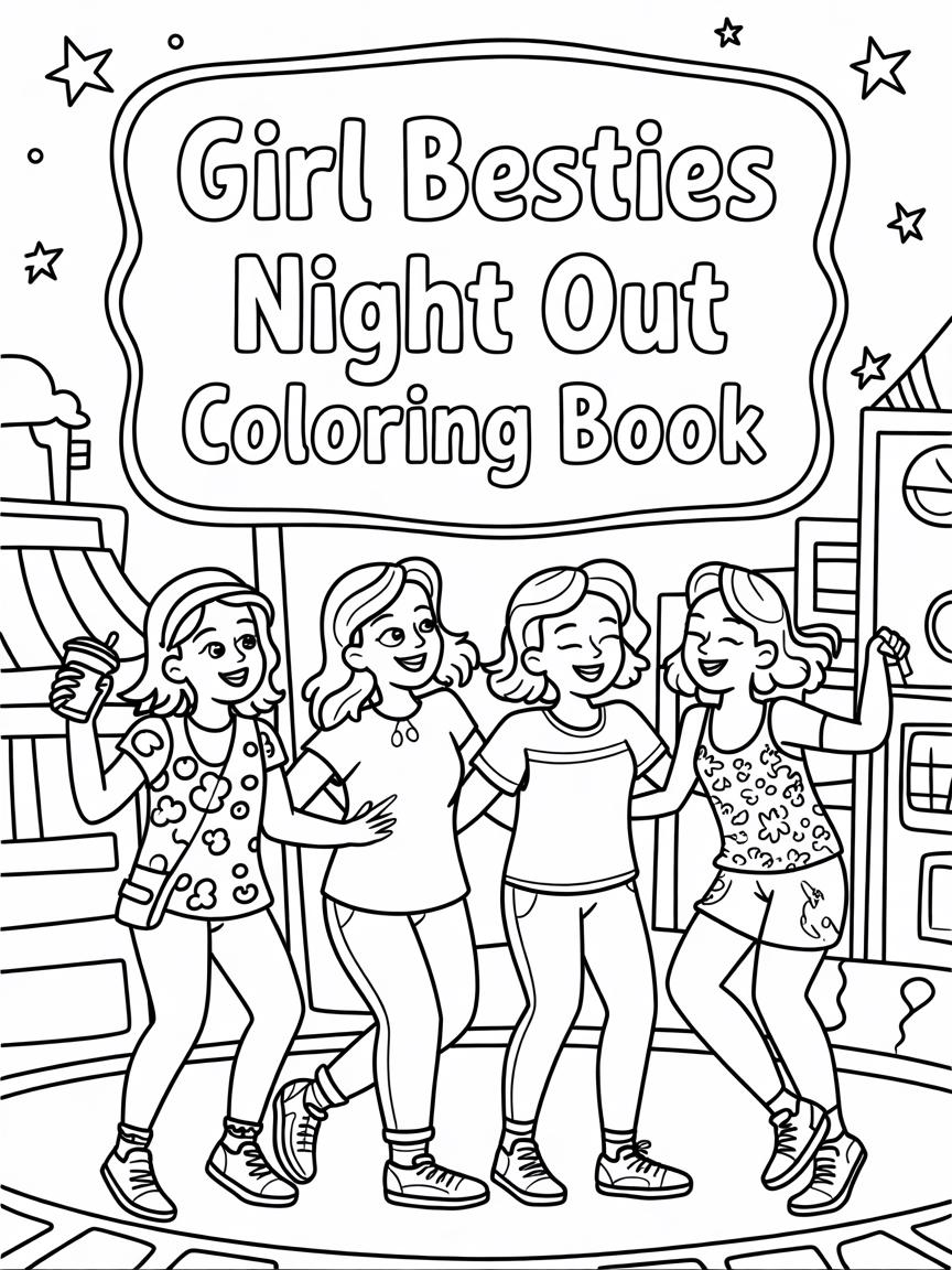 Girl Besties Night Out Coloring Book - Etsy