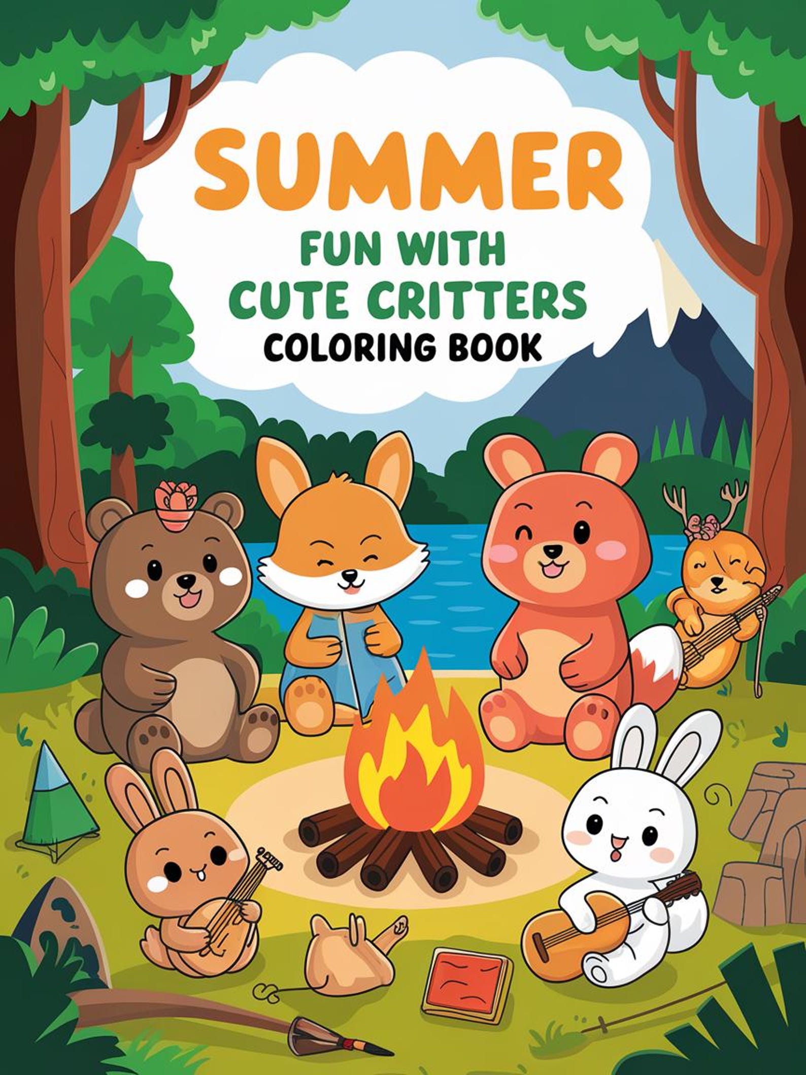 Summer Fun With Cute Critters Coloring Book - Etsy