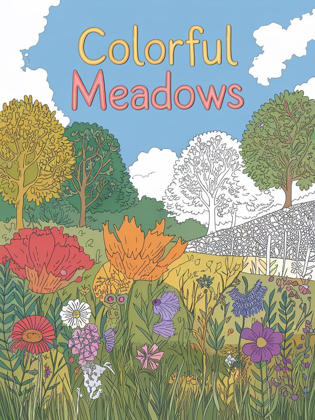 Colorful Meadows Coloring Book - Etsy