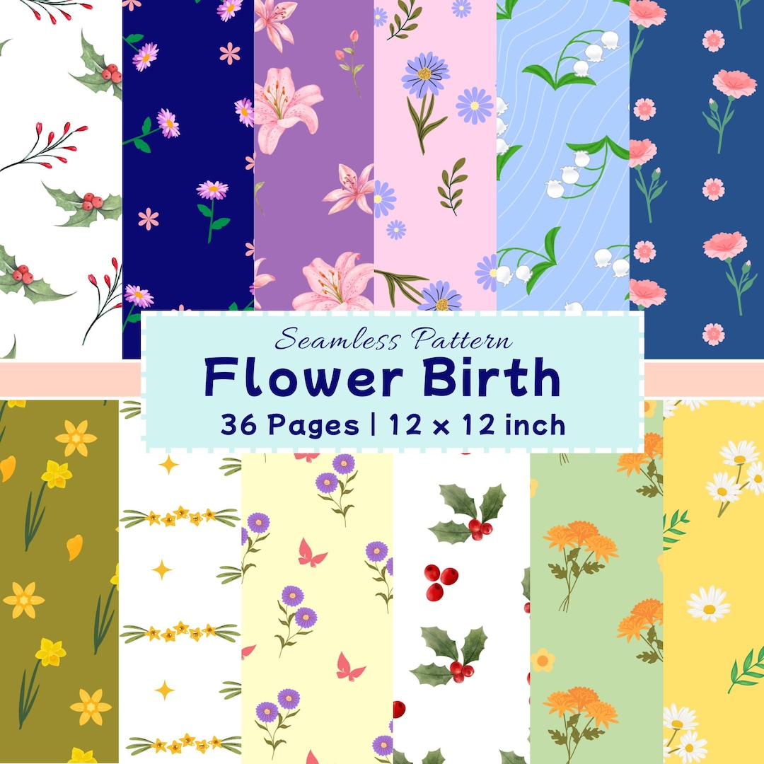 Floral Pattern Paper: 36 Seamless Designs (PDF Download) - Etsy
