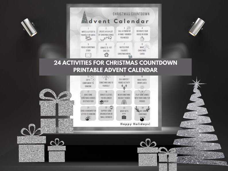 Printable Advent Calendar Christmas Countdown Activities for 24 Days in ...