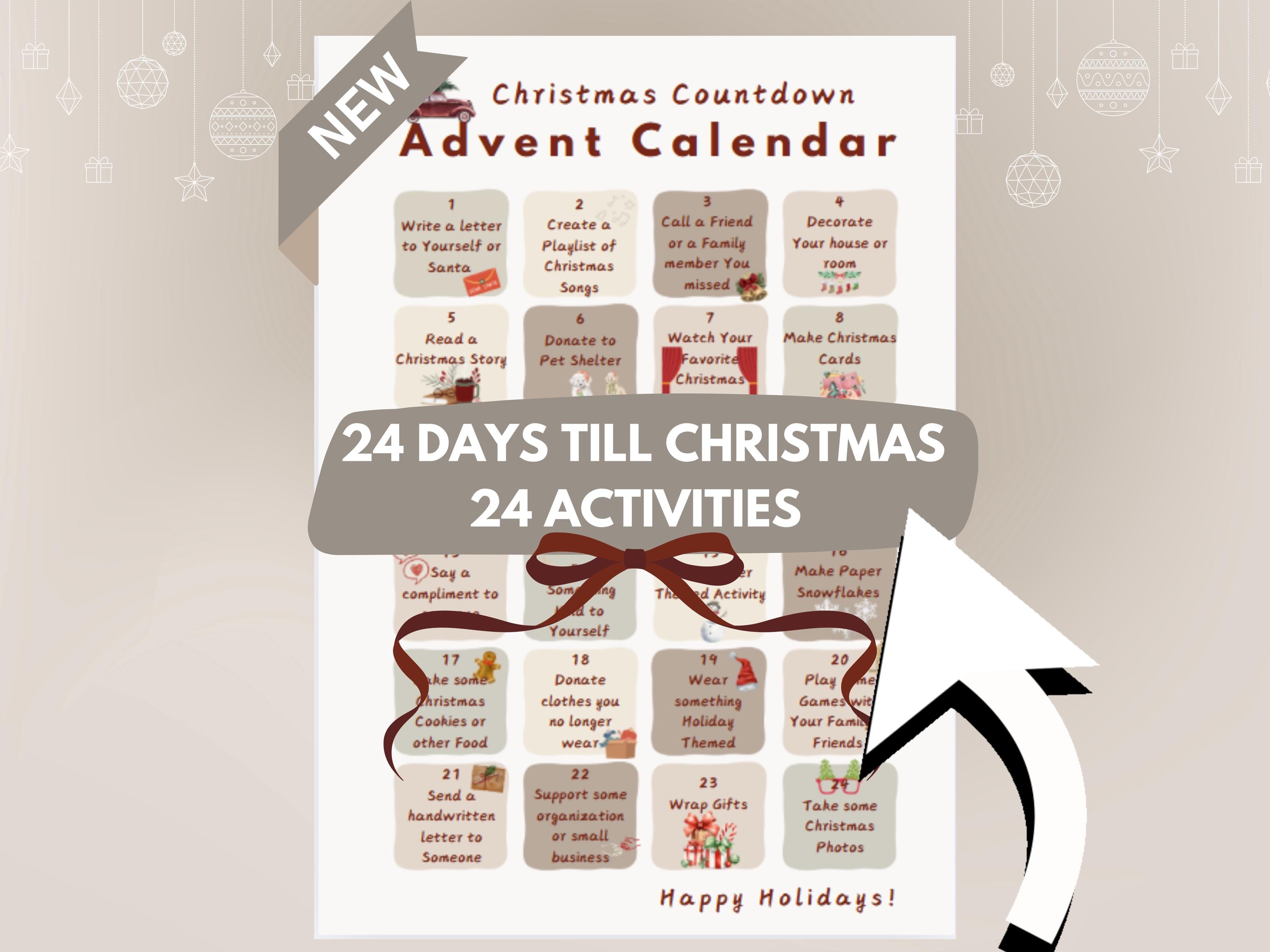 Printable Advent Calendar for Family, Christmas Countdown and ...