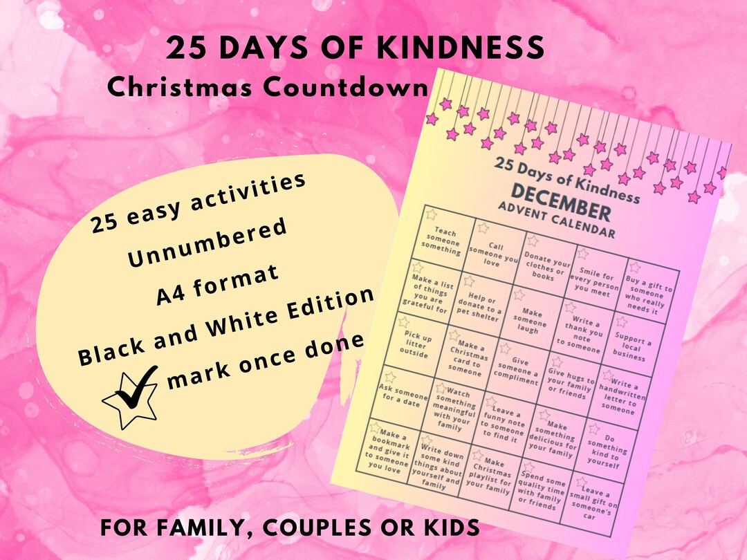 25 Days of Kindness: Christmas Countdown Calendar for Family, Friends ...