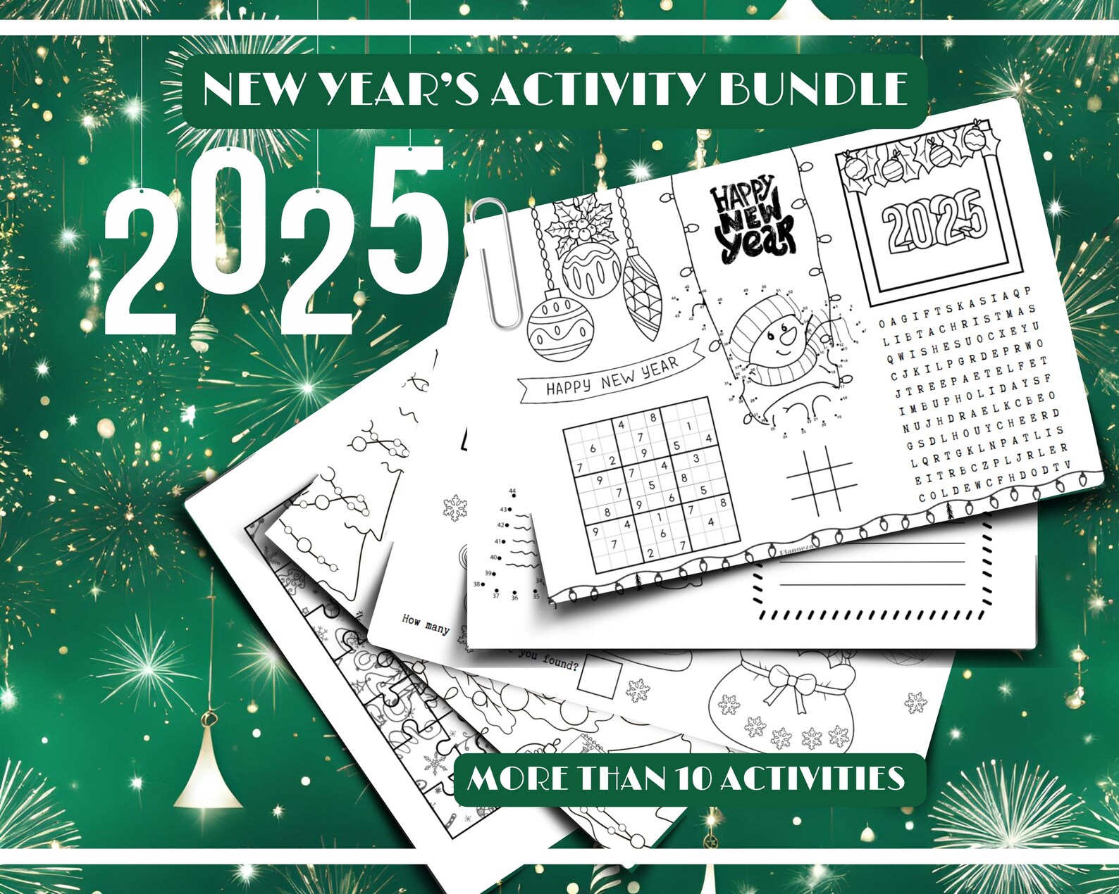 New Years Eve Activity Bundle, Printable Activities for Kids for New ...