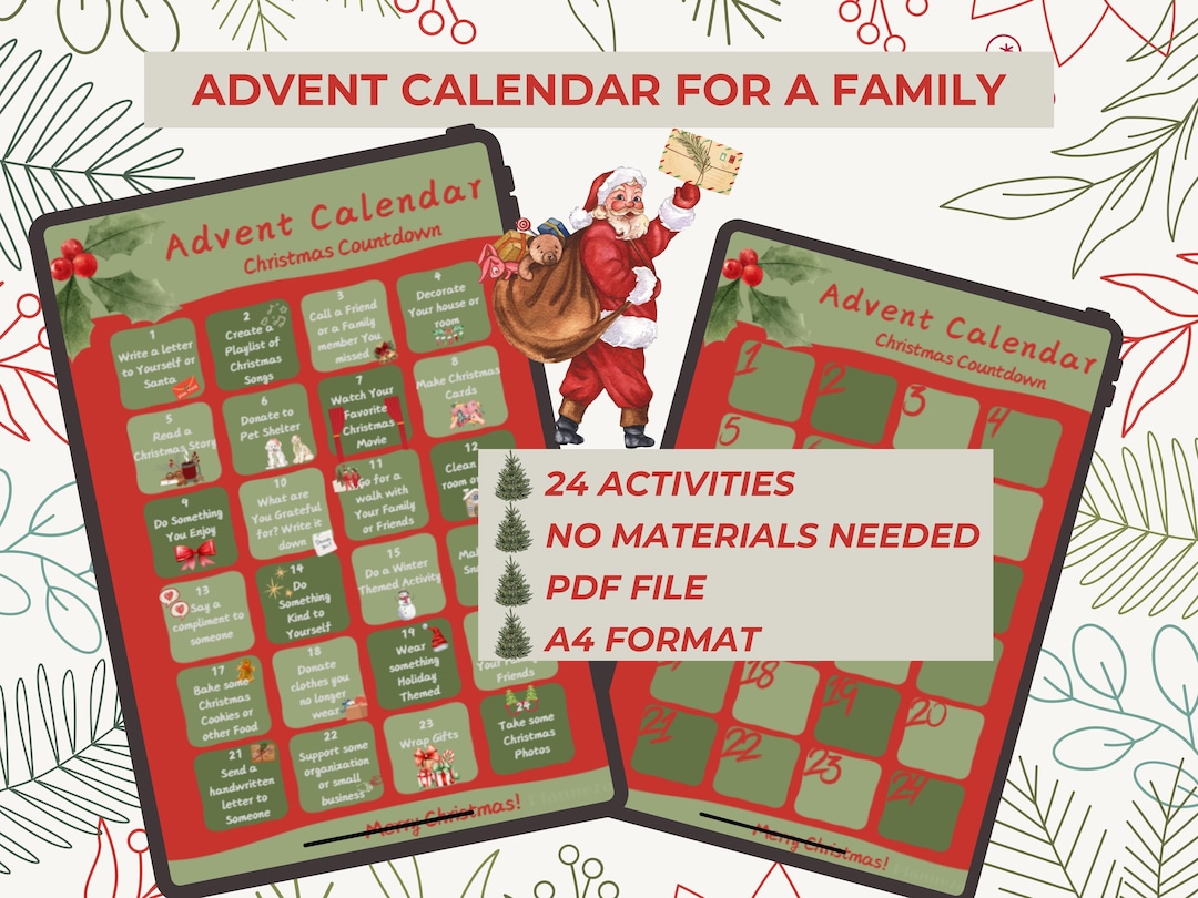 Advent Calendar for A Family, Christmas Countdown, Easy Activities, No ...