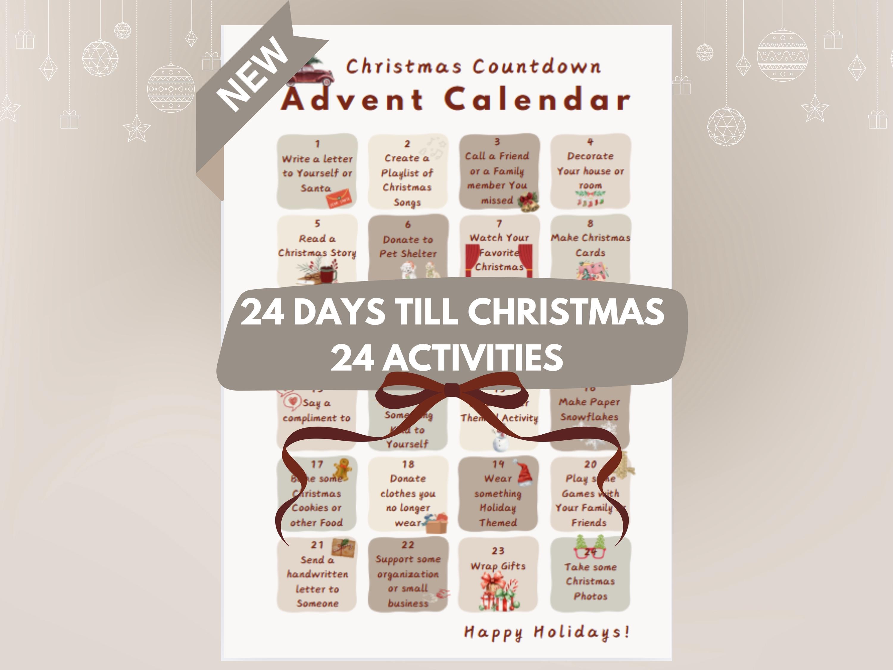 Printable Advent Calendar for Family, Christmas Countdown and ...
