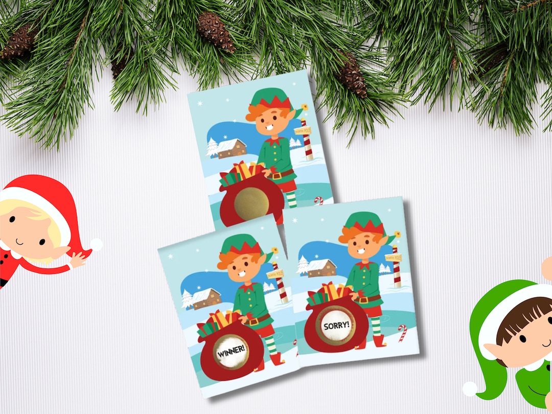 Elf Scratch off Game Happy Holiday Christmas Party Scratcher Scratch ...